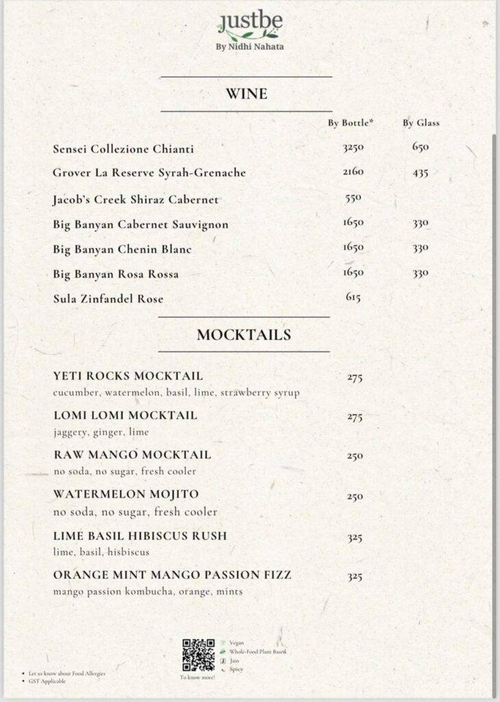 Menu - Justbe Resto Cafe